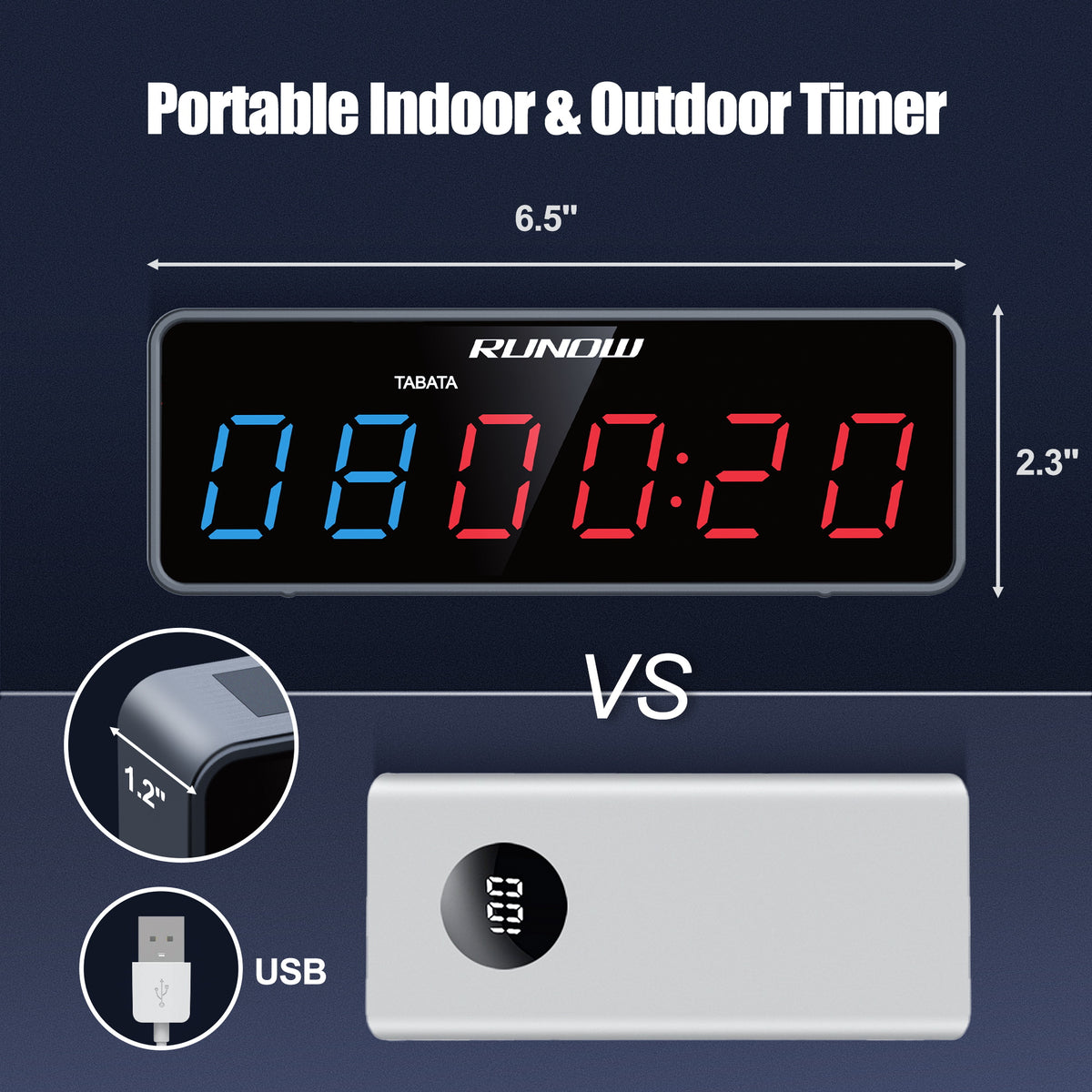 RUNOW Gym Timer, Interval Clock with Magnetic,Waterproof Workout Timer ...